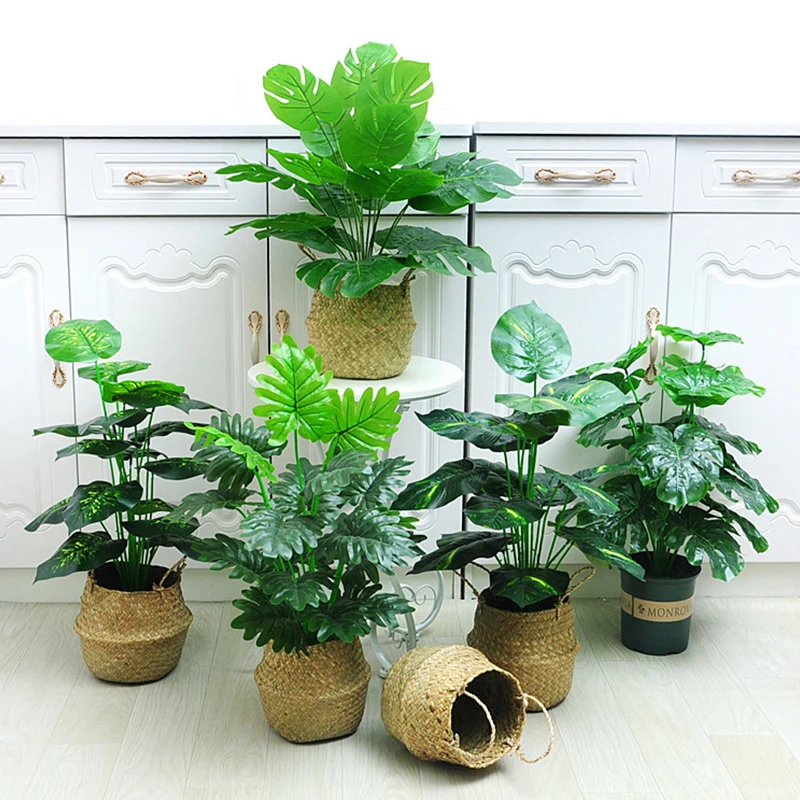 Tropical-Tree-Large-Artificial-Plant-Fake-Turtle-Leaf-Plastic-Palm-Leaf ...