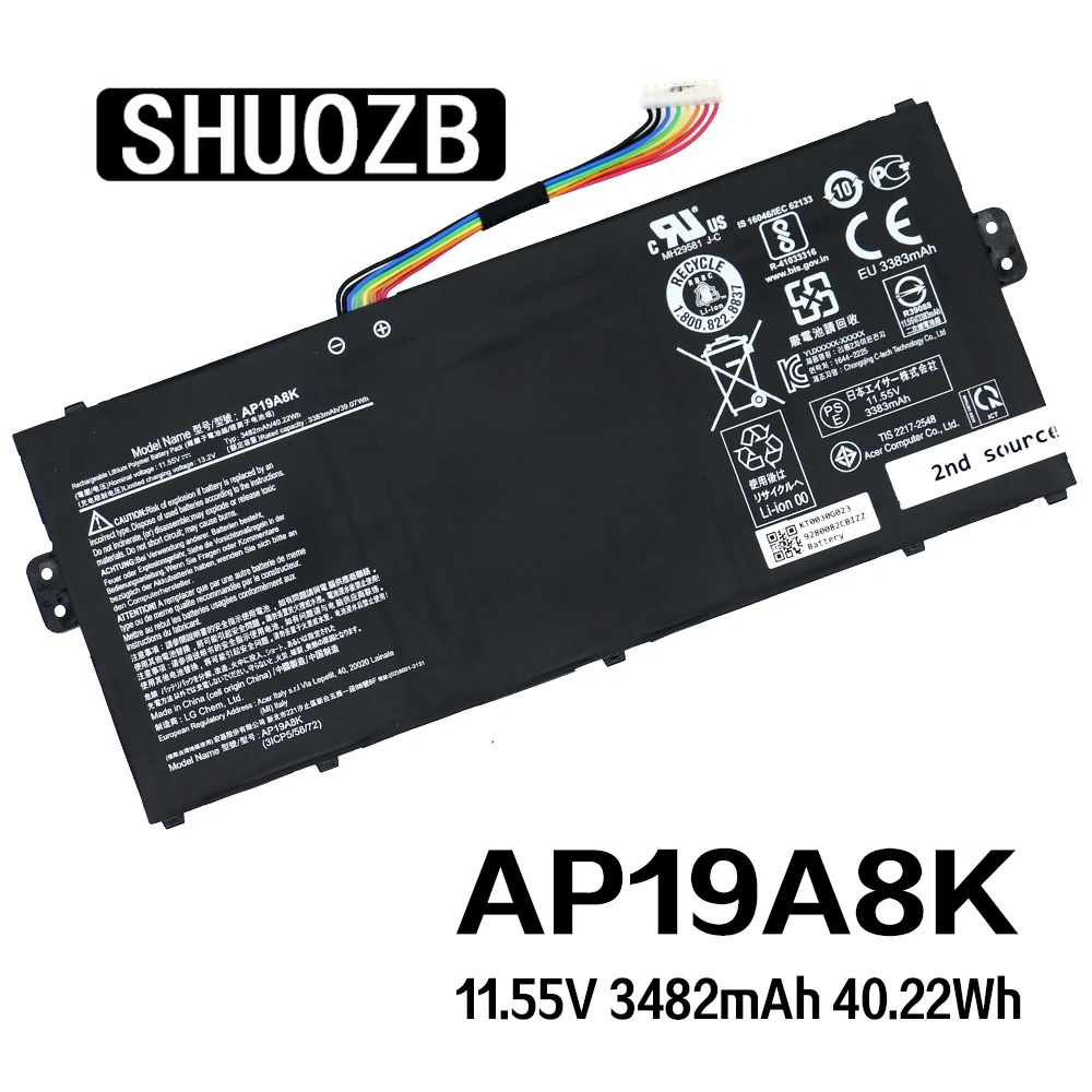 SHUOZB AP19A8K 11.55V 3482mAh 40.22Wh Laptop Battery For Acer|Laptop ...