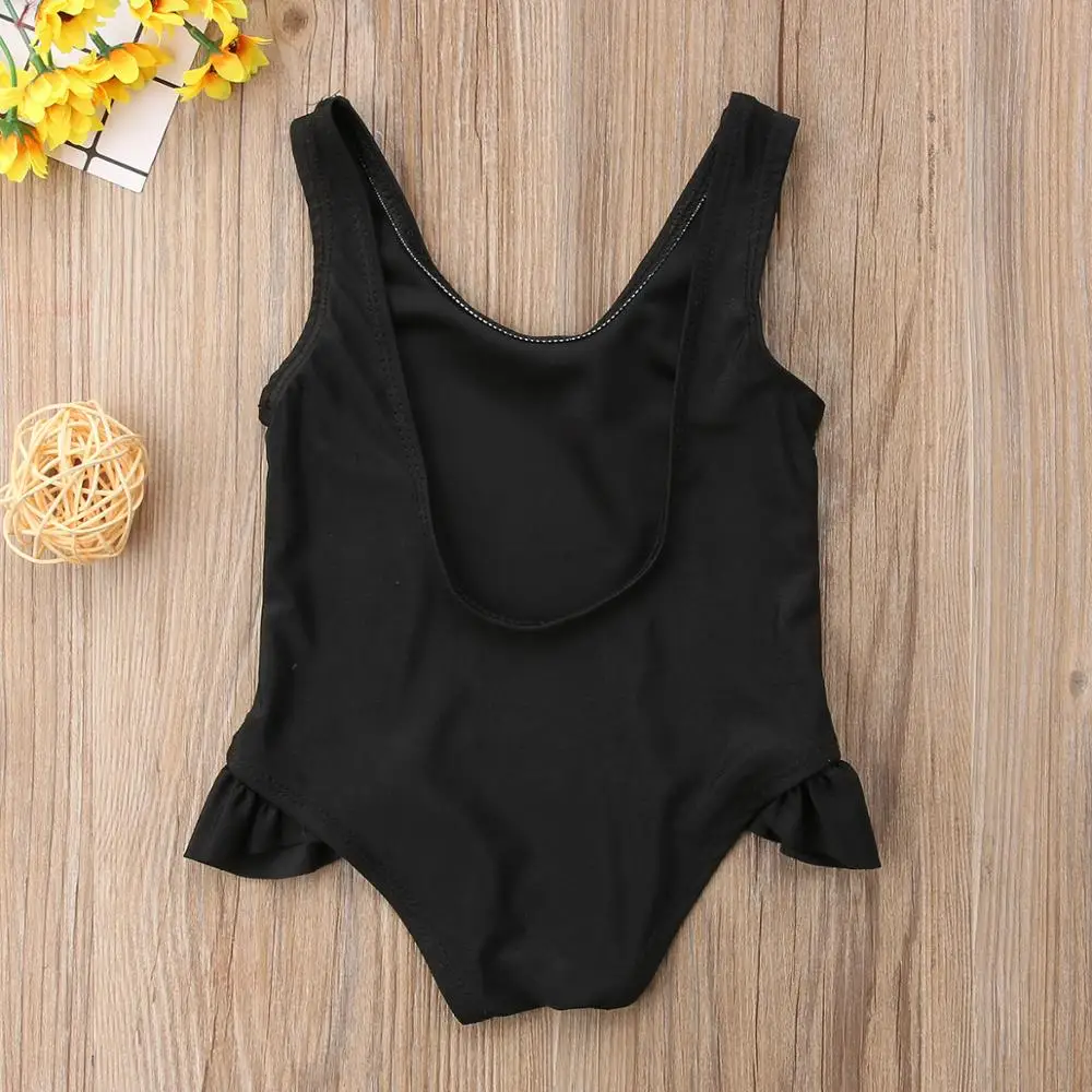 0 3Y Baby Girls Swimwear Kids Swimsuit Solid Color Backless Ruffle ...