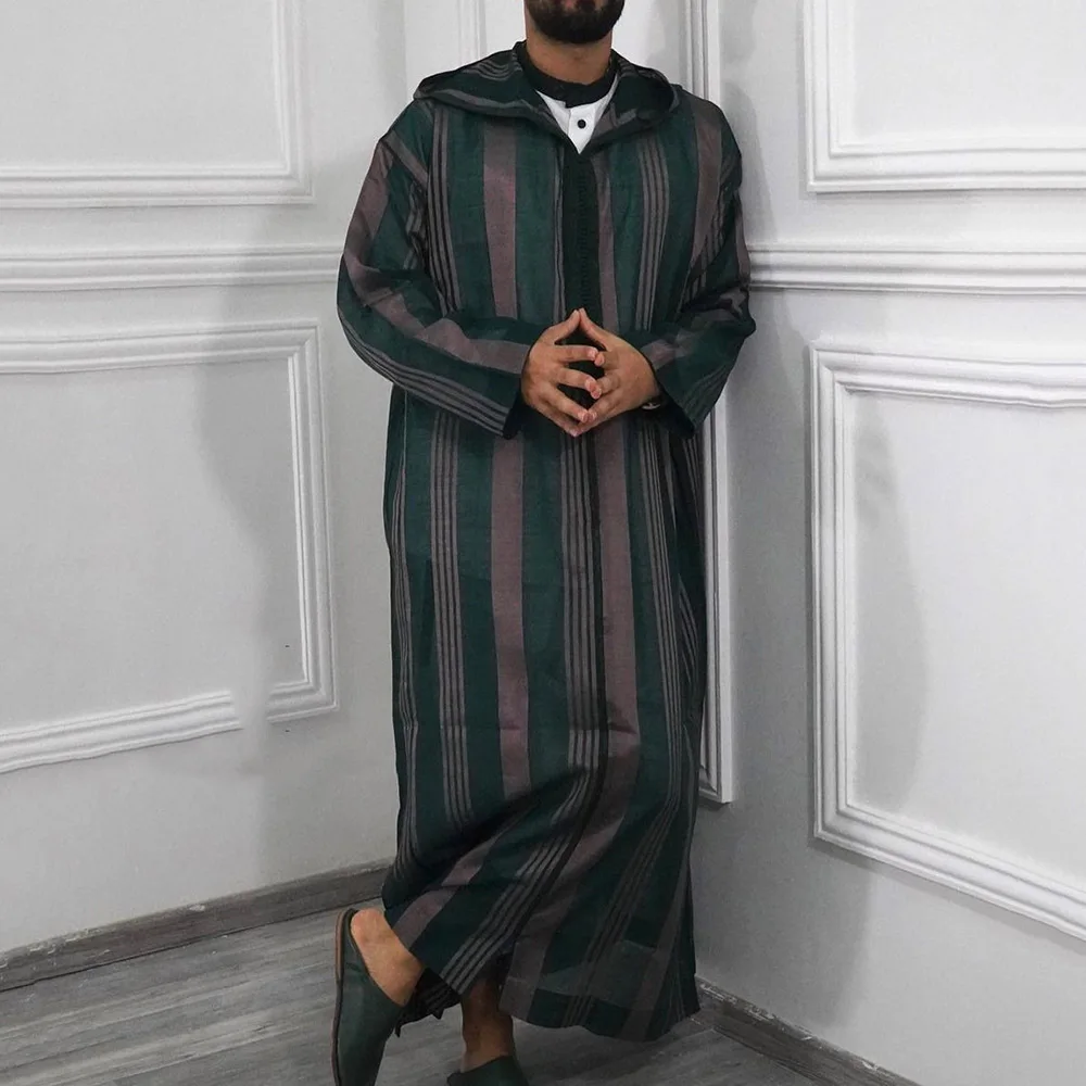 Men-s-Islamic-Arabian-Patchwork-Striped-Hooded-Zipper-Muslim-Robe ...