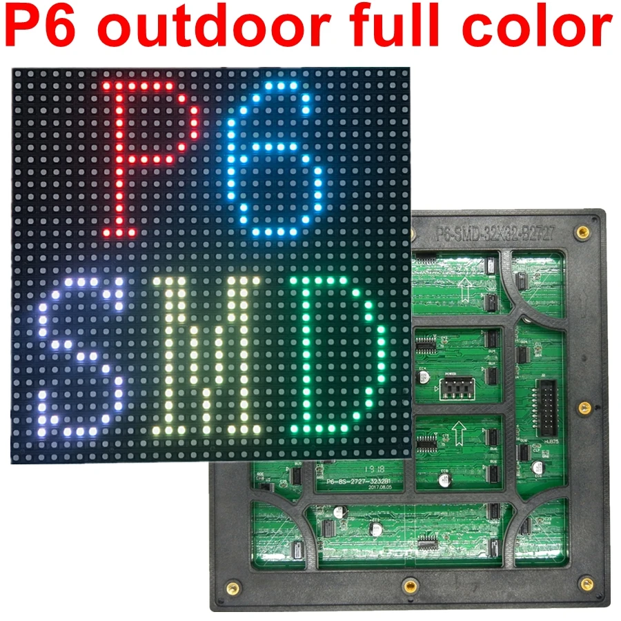 P6 Outdoor SMD Full Color Module 192*192mm 32*32 Pixels 1/8 Scan Drive ...