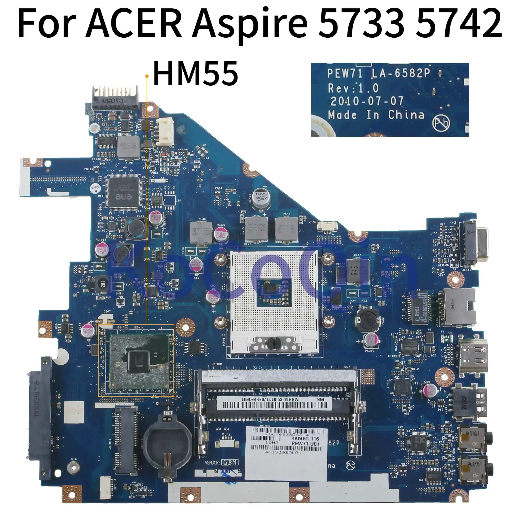 KoCoQin placa base de ordenador portátil, para ACER Aspire 5742, 5733 ...