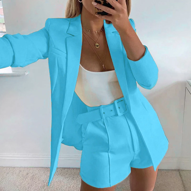 Two Piece Blazer Suit Women Office Sets Autumn Long Sleeve Cardigan ...