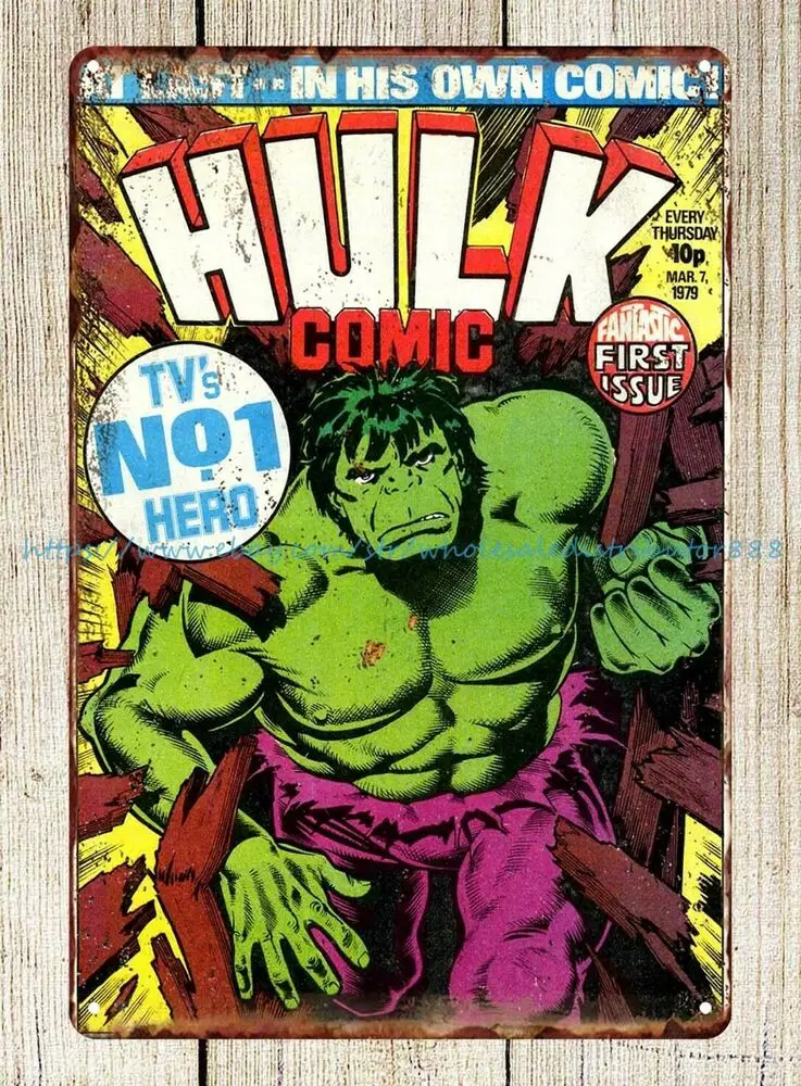 advertising living room wall art Hulk comics metal tin sign|Plaques ...