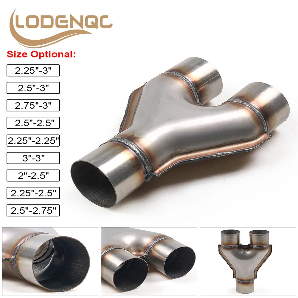 Lodenqc-Universal-Custom-Car-Exhaust-Y-Pipe-304-Stainless-Steel-exhaust ...