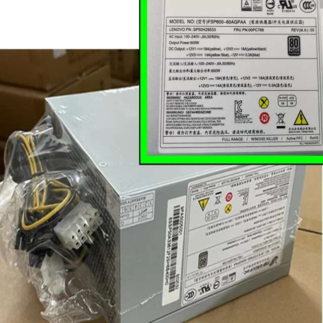 PSU For Lenovo P340 M930T 10Pin 600W Power Supply FSP600-60AGPAA HK600-11PP PCK010 FSP400 ...