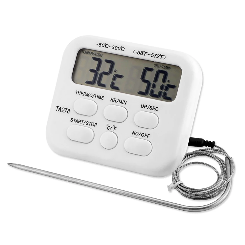 Digital-Kitchen-Thermometer-LCD-Display-Long-Probe-for-Grill-Oven-Food ...