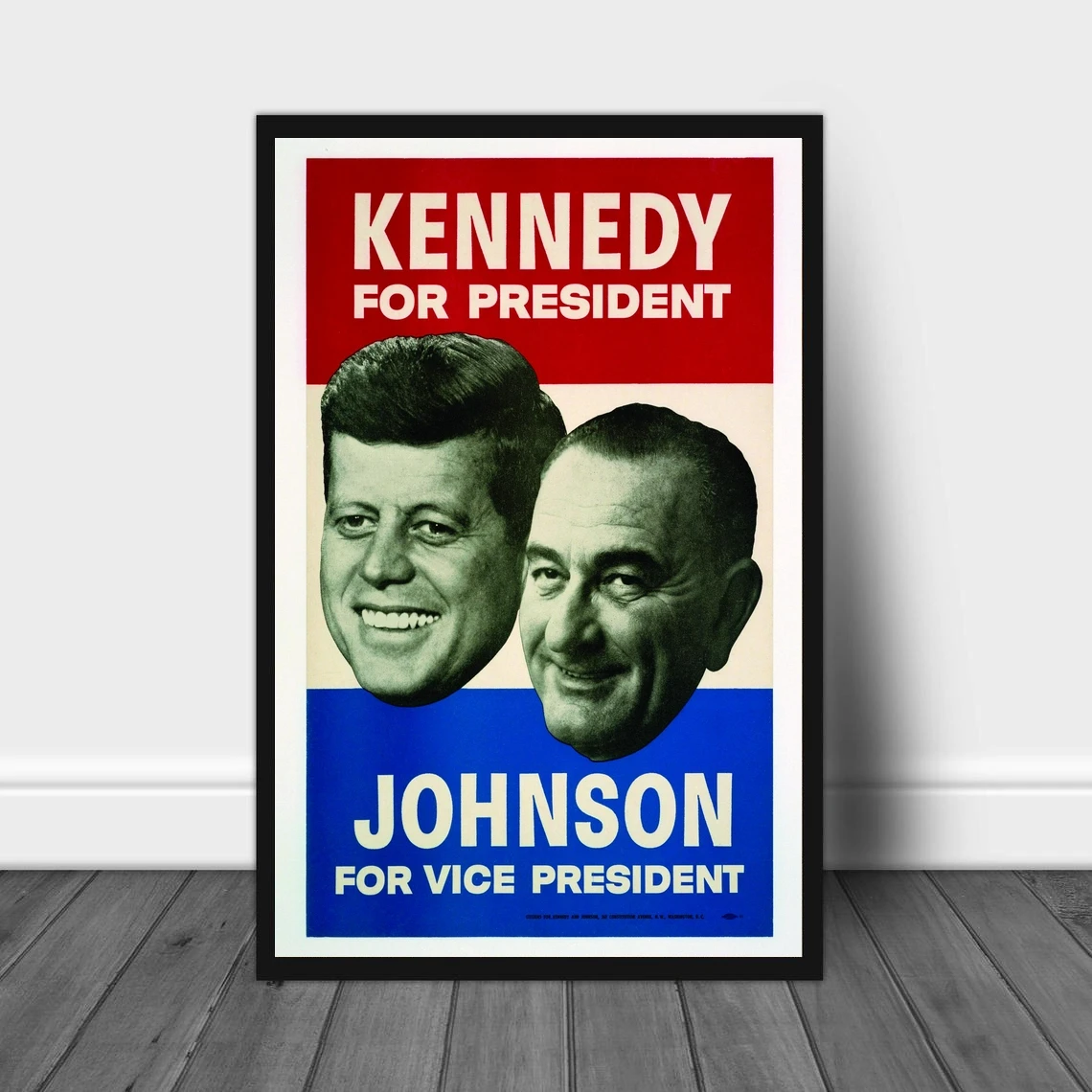 John F Kennedy Lyndon Johnson (1960) Vintage Campaign Poster Canvas ...