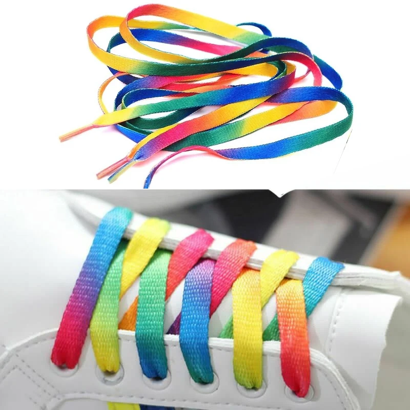 1 paire lacets colorés arc-en-ciel dégradé chaussures plates lacets ...