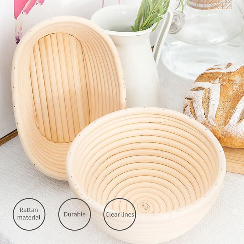 Bread Fermentation Rattan Basket Cloth Cover Set Lined Reusable Round ...
