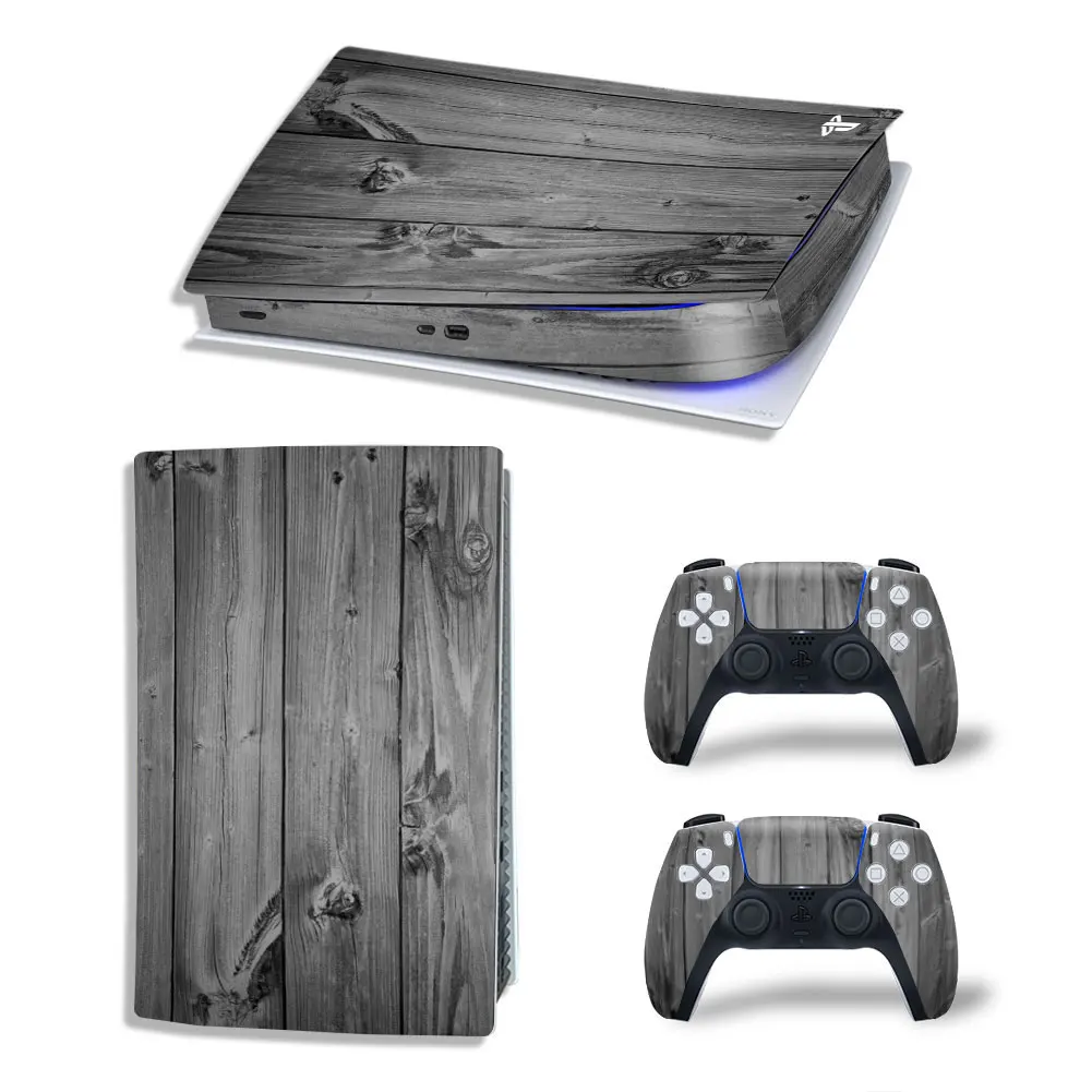 For-PS5-Digital-Edition-Console-and-2-Controllers-Skin-Sticker-Wood ...