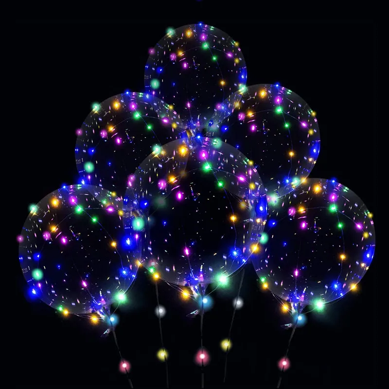 1set Led Balloon With Column Stand Luminous Transparent Bobo Balloons ...