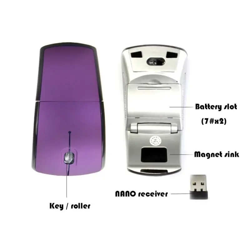 2.4G Foldable Wireless Mouse Ergonomics Comfort Mouse Mice for Laptop ...