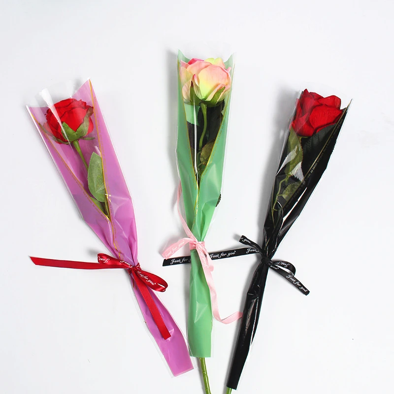50pcs Florist Plastic Flower Packaging Bags Single Rose Bags Flowers ...