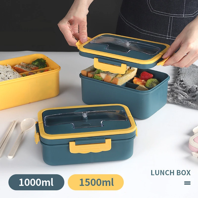 Wheat Straw Lunch Box Japanese Bento With Tableware Microwaveable Double Layer Food For Kids 登場大 ...