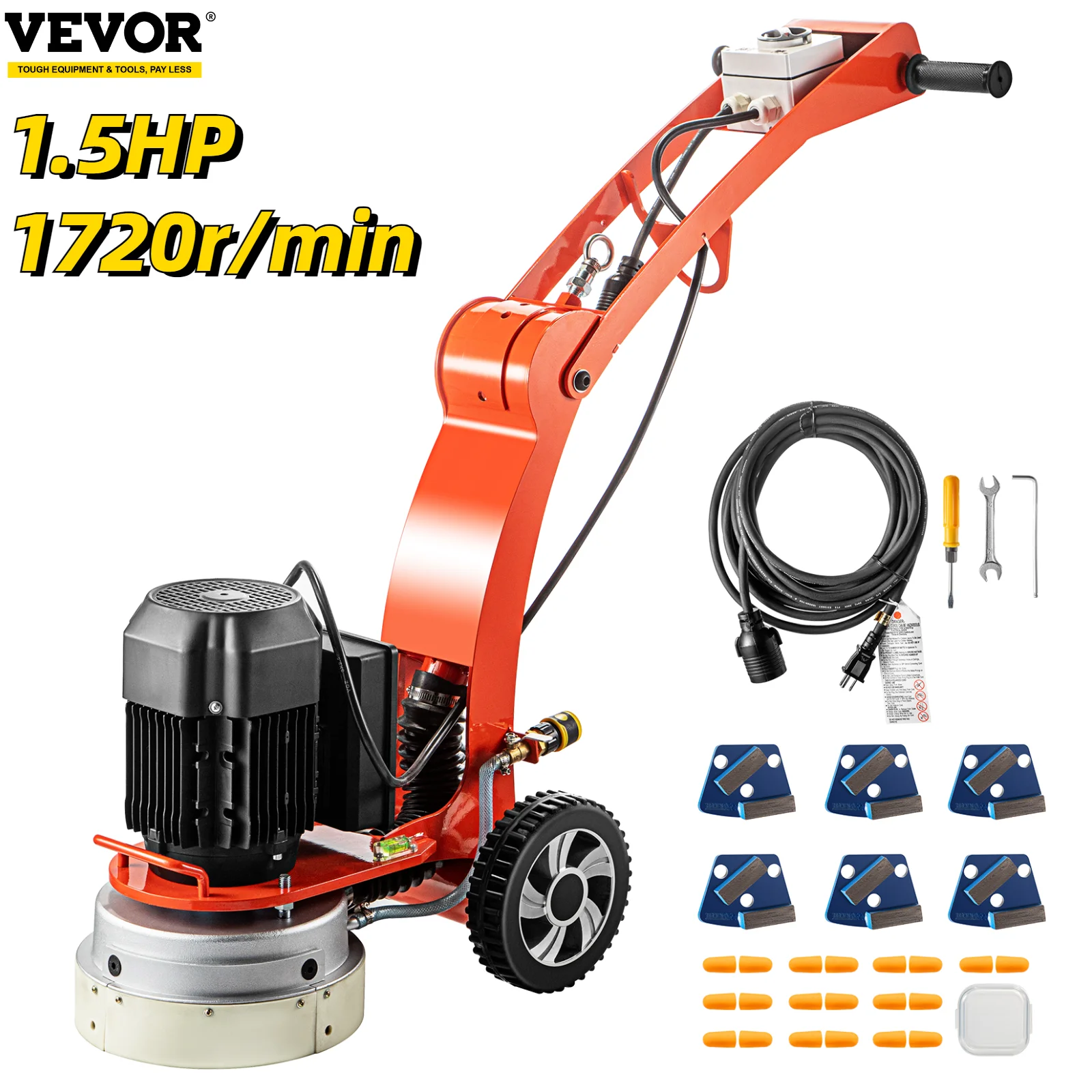 VEVOR Concrete Floor Grinder Trowel Machine 10in Terrazzo Vacuum Walk ...