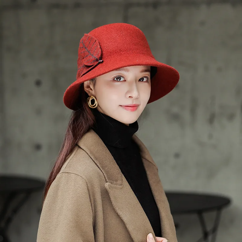 Casquette,Chapeau seau en laine pour femme, Vintage, élégant, en feutre ...