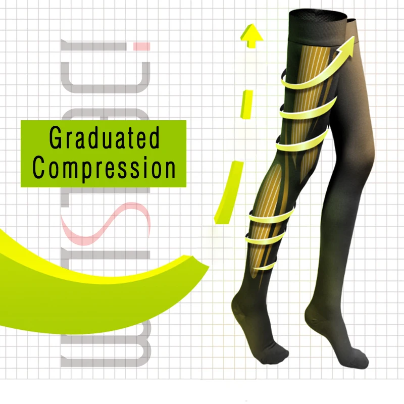 Bas de Compression médical pour femmes - Type Black-Thigh Sleeve ...