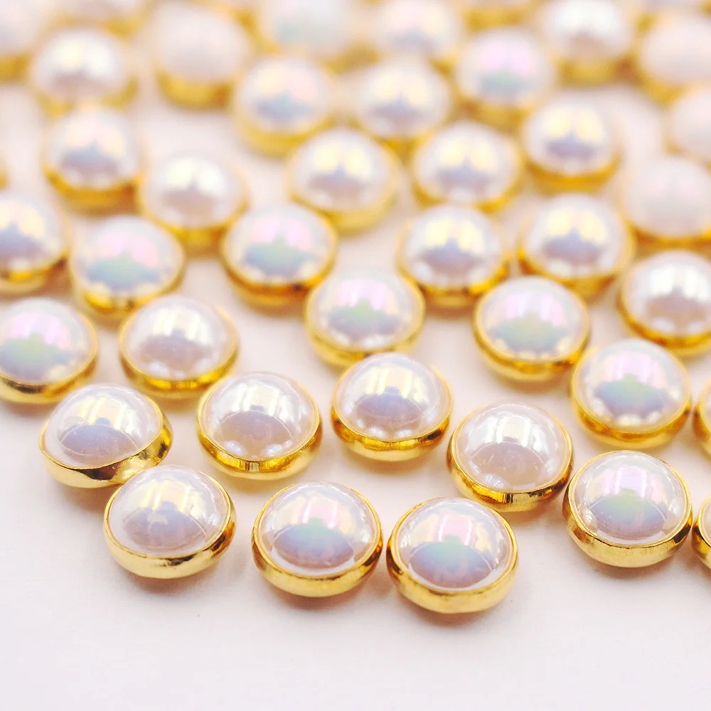 New Pearl Claw Rhinestones Gold Base Hot-fix Rim Shiny Crystals Strass ...