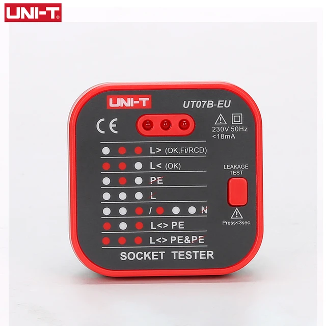 UNI-T UT07 Outlet Socket Testers Pro Detector EU UK Plug RCD Neutral ...