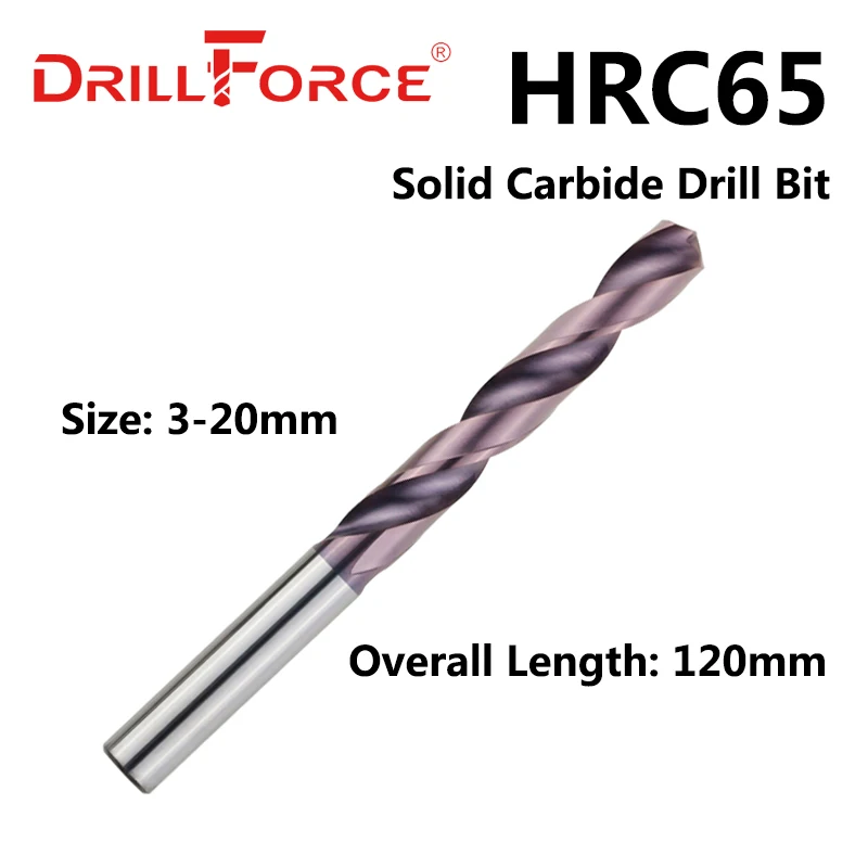 Drillforce 1pc 3mm-20mmx120mm Oal Hrc65 Solid Carbide Drill Bits Set ...