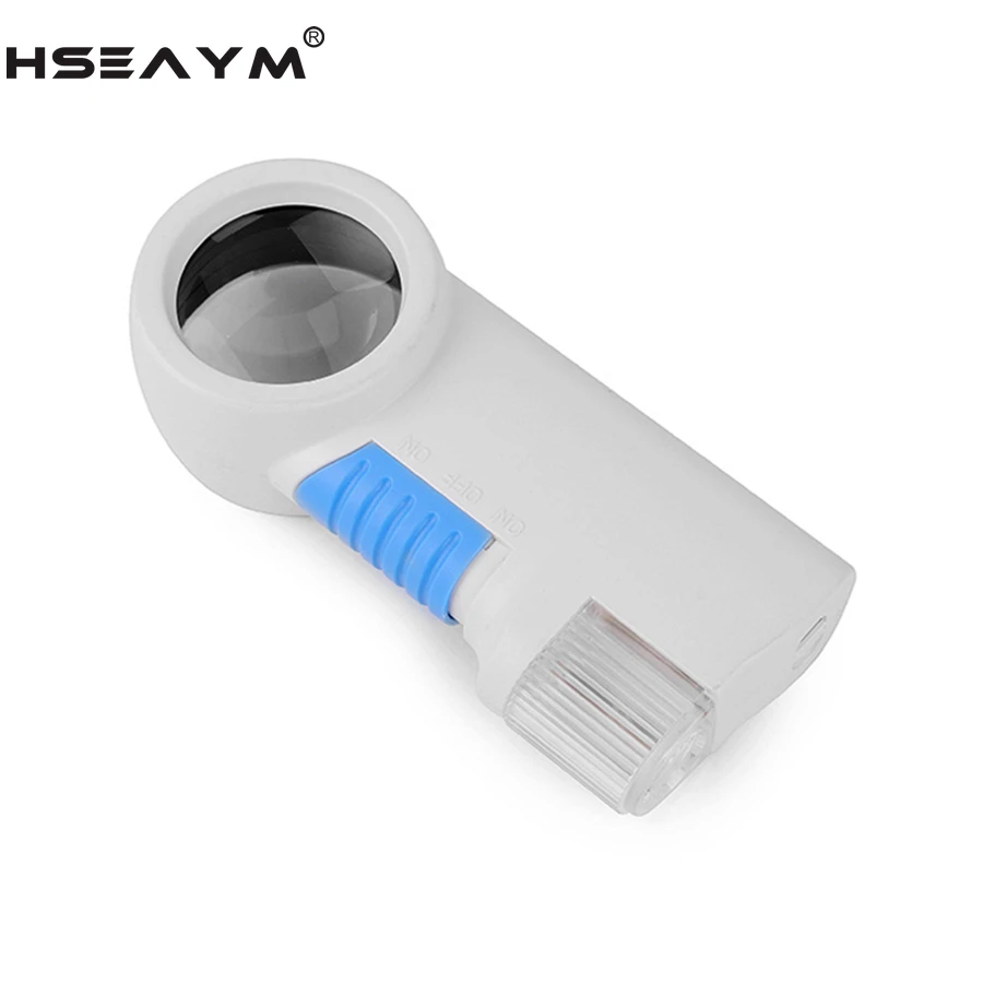 12X Big Magnification White Plastic Handheld Reading Jewelry LED ...