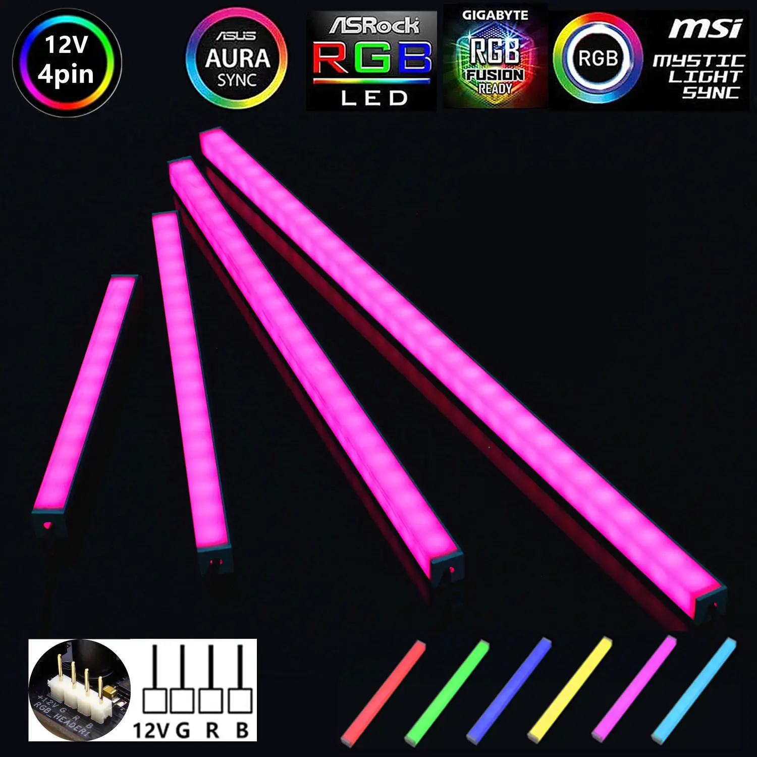 Generic 12V Led Strip RGB 4pin LED Headers For PC / Computer Case / RGB ...