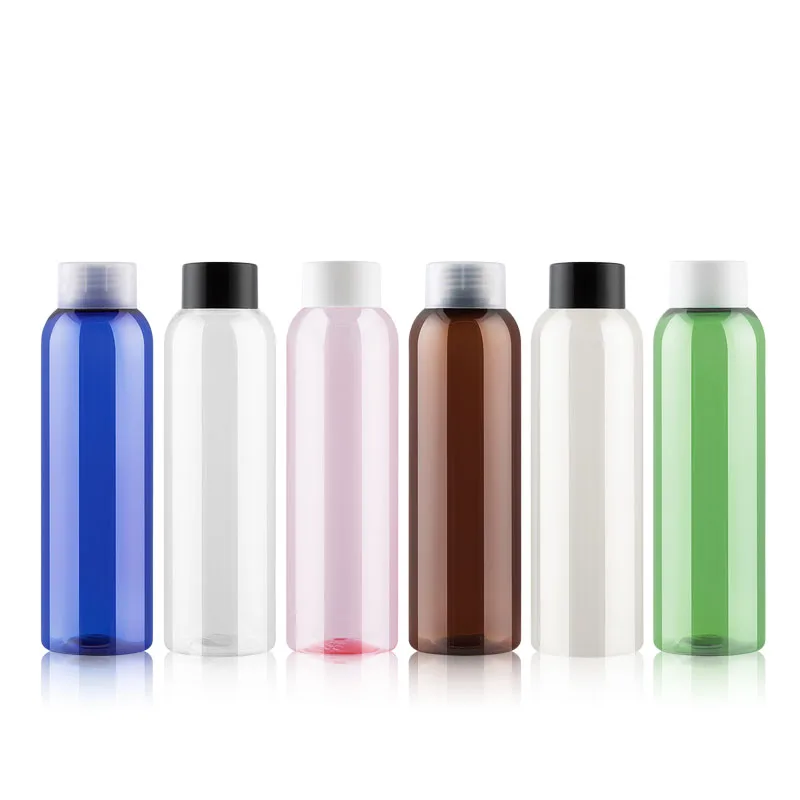 Botella PET transparente/azul/translucente rosa con doble tapa de rosca ...