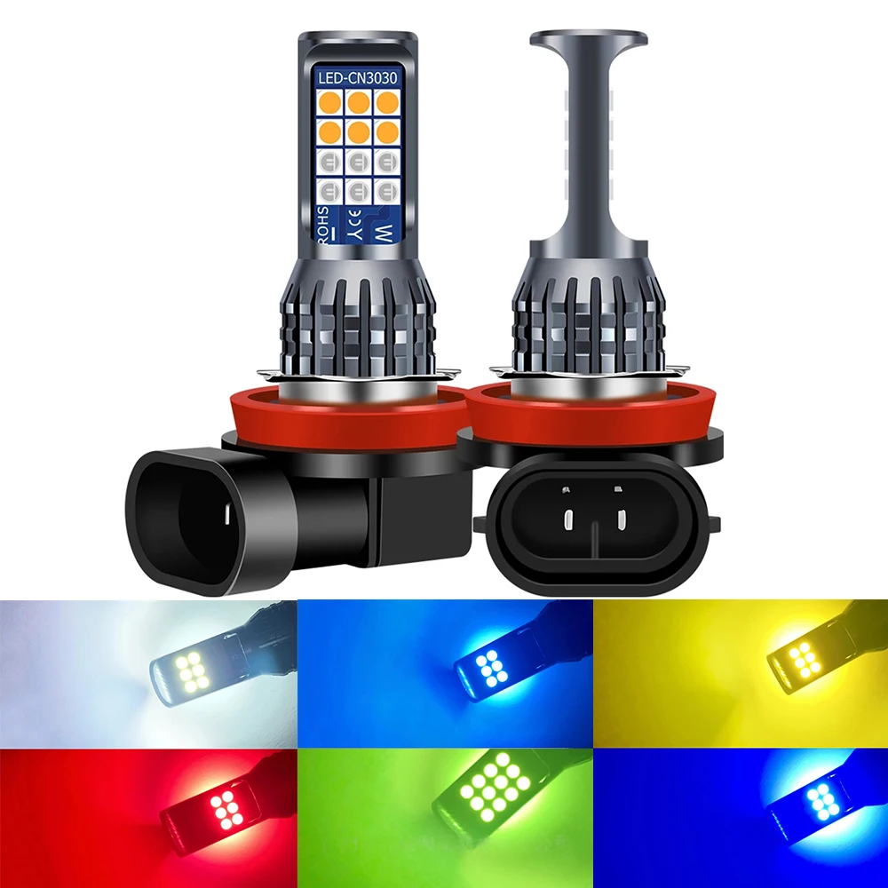 2pcs Two Colors Super Bright H11 H8 HB3 HB4 9006 9005 H16JP Fog Light ...