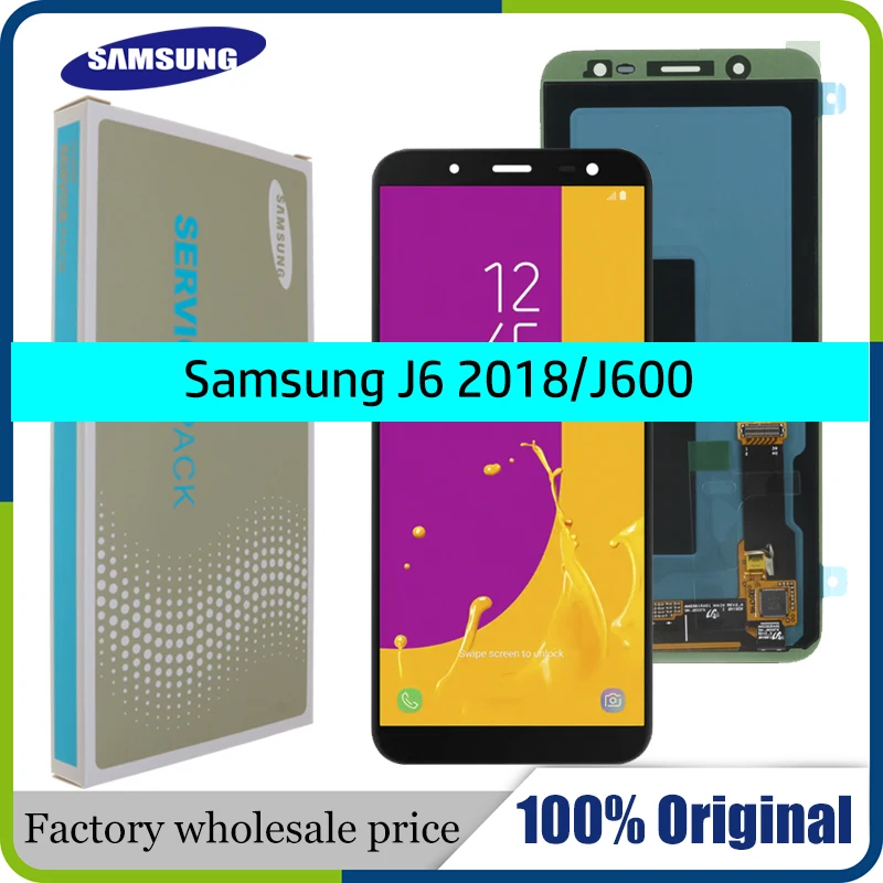 Pantalla LCD Super AMOLED 100% Original para Samsung Galaxy J6, 5,6, J600F, J600, piezas de ...
