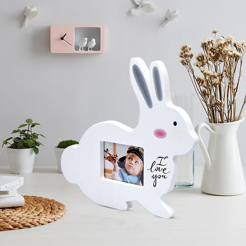 Cute Baby Photo Frame DIY Handprint or Footprint Kissing Rabbit Photo ...