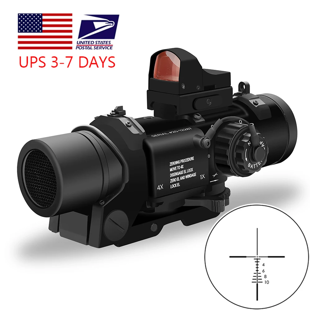 Tactical-1x-4x-Fixed-Dual-Purpose-Scope-With-Mini-Red-Dot-Scope-Red-Dot ...