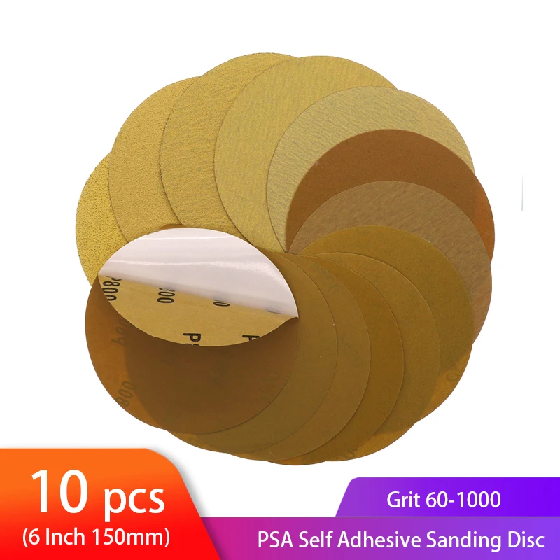 6-150mm-Gold-PSA-Self-Adhesive-Stickyback-Sanding-Discs-for-DA-Sander ...