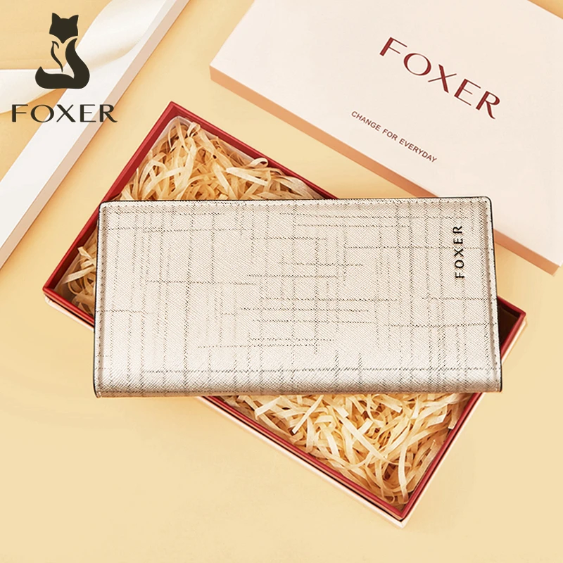 FOXER-Women-Split-Leather-Slim-Bifold-Long-Wallet-Fashion-Female-Clutch ...