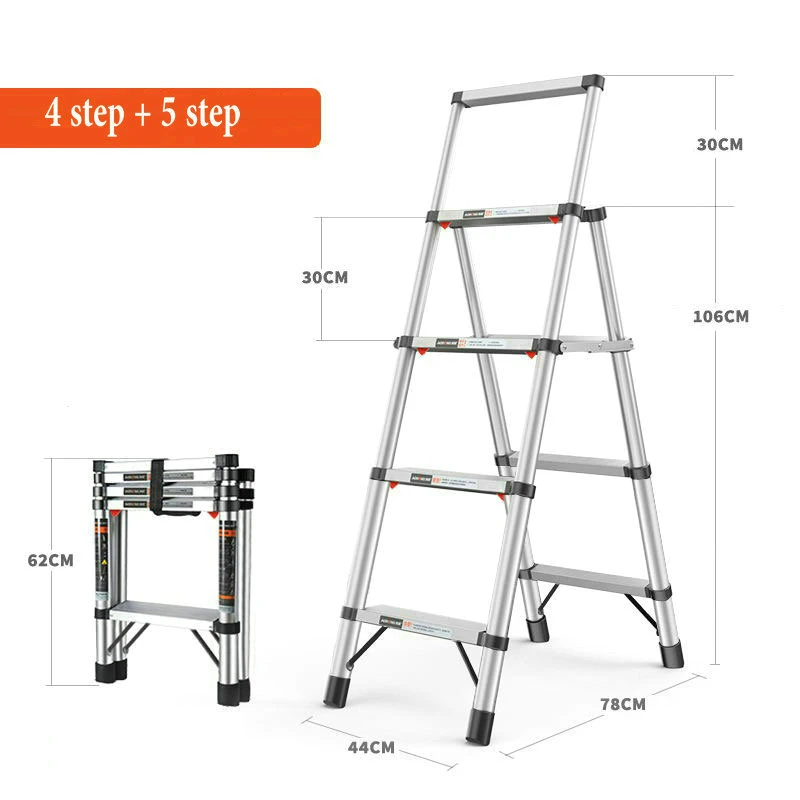 4 passo + 5 passo liga de alumínio multi função escada telescópica casa ...