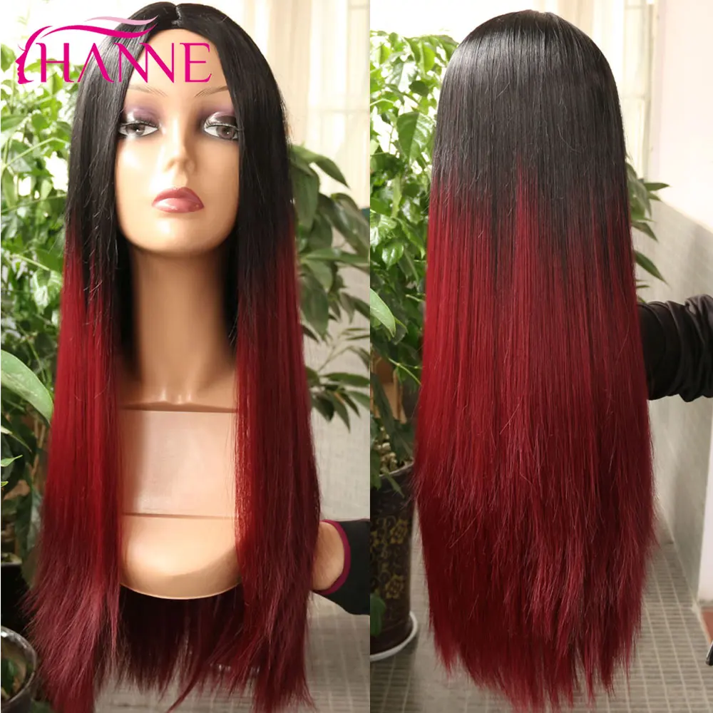 HANNE Ombre Blue/purple Or Burgundy Red Heat Resistant Synthetic Hair ...