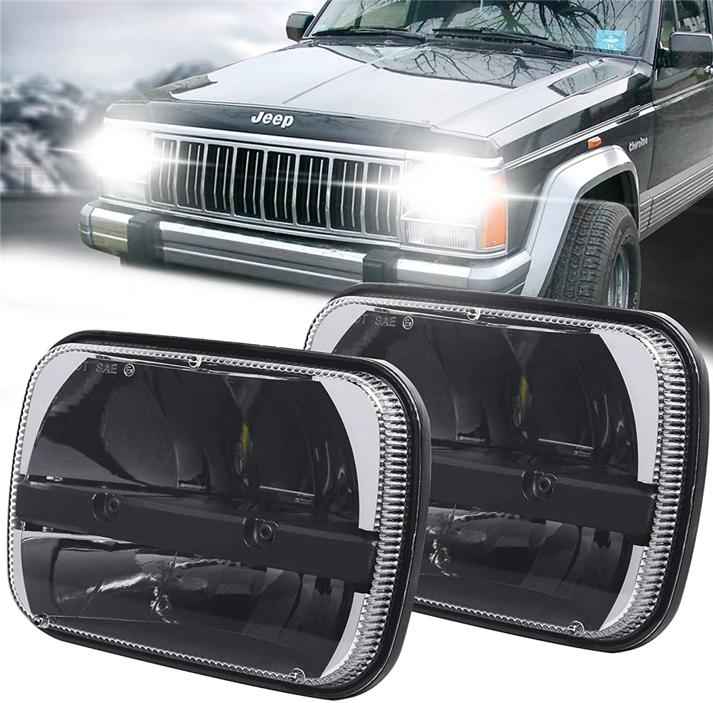 Faro-LED-cuadrado-de-5x7-6x7-pulgadas-para-Jeep-Wrangler-YJ-Cherokee-XJ ...