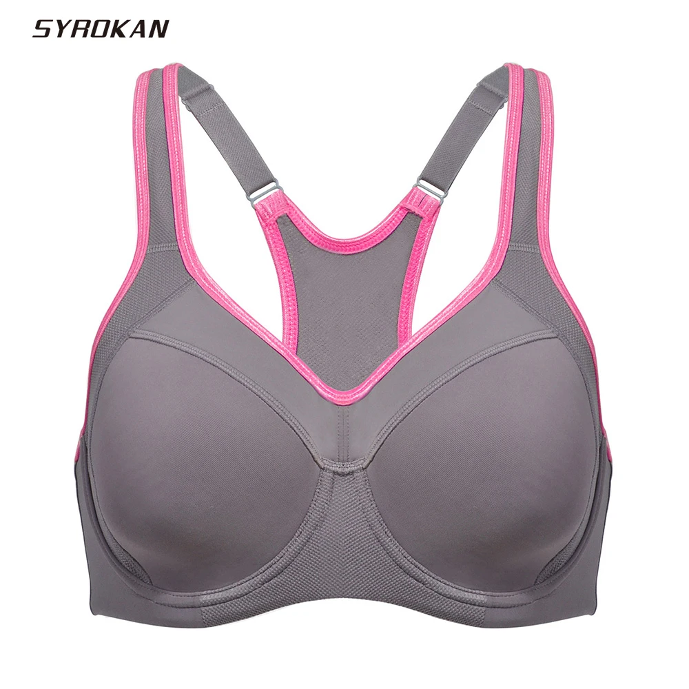 Syrokan Sports Bra Women Polyamide Full Support High Impact Racerback ...