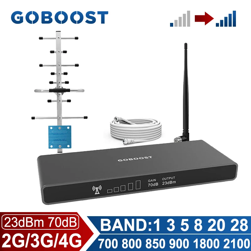 Goboost 70db Signal Repeater 2g 3g 4g Lte 700 800 850 900 1800 2100 Mhz ...