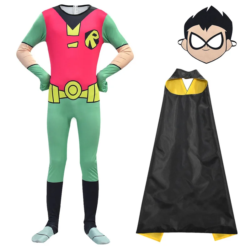Teen Titans Go Robin Cosplay Costume 3D Child Jumpsuit - AllCosplay.com