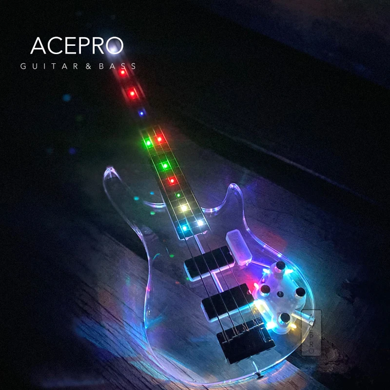 4-String-LED-Light-Acrylic-Electric-Bass-Guitar-Colorful-Color-LEDs ...