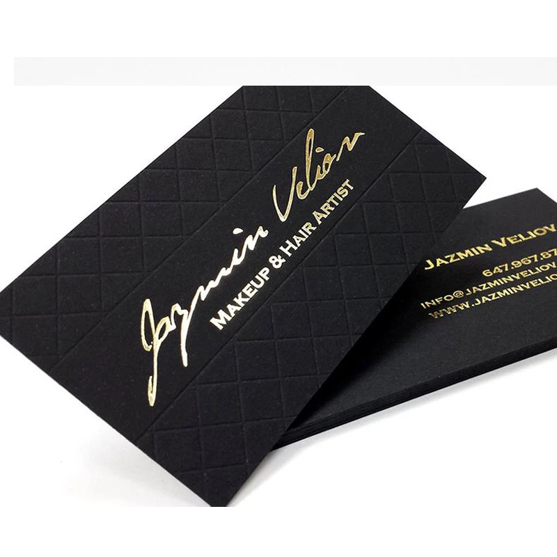 200pcs Black Business Cards 500gsm Foil On Double Sided With Blind ...