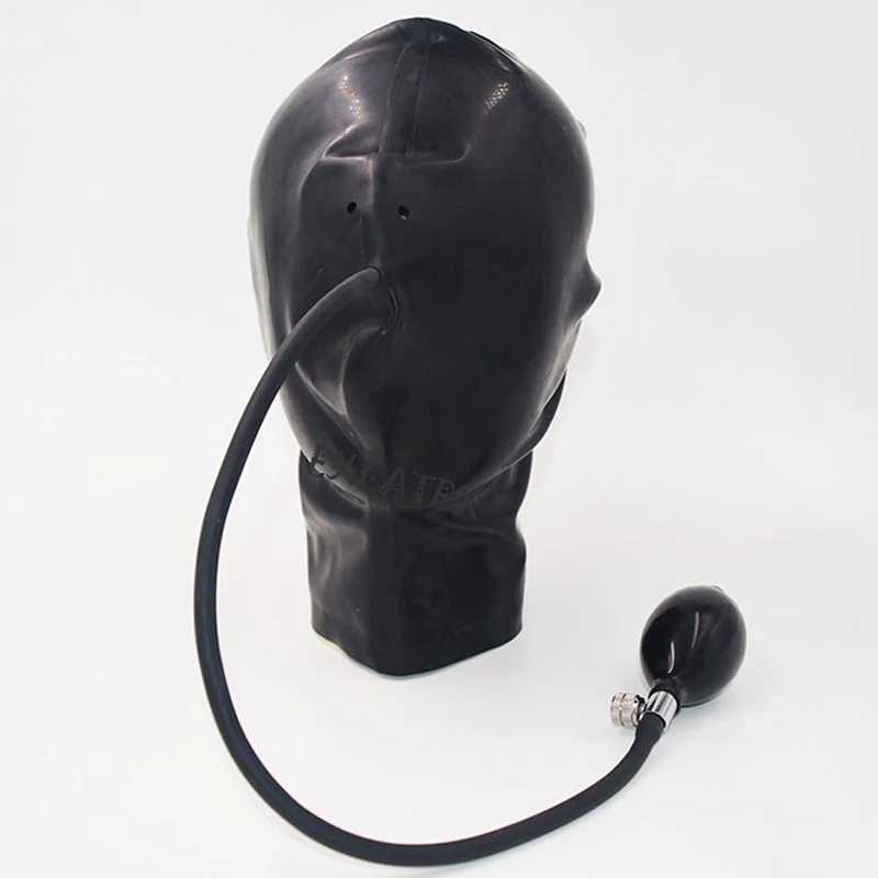 Latex Hood Unisex Rubber Hoods Latex Mask With Nose Holes And Pumped Up ...