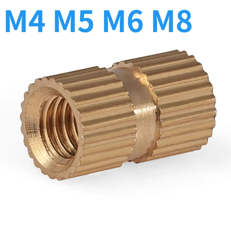 5-50PCS M4 M5 M6 M8 Brass Copper Knurl Thread Nut Copper Insert Double ...