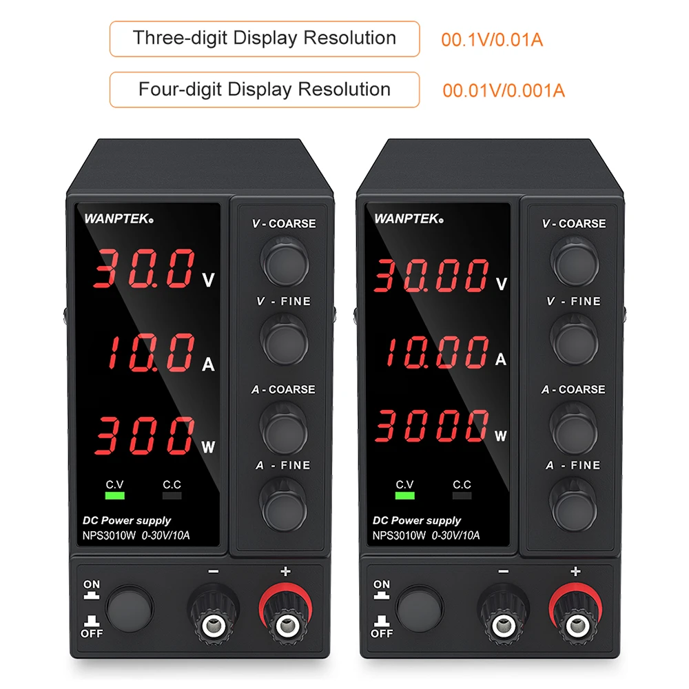 Wanptek Adjustable DC Power Supply 30V 10A LED Lab Power Supply 60V 5A ...