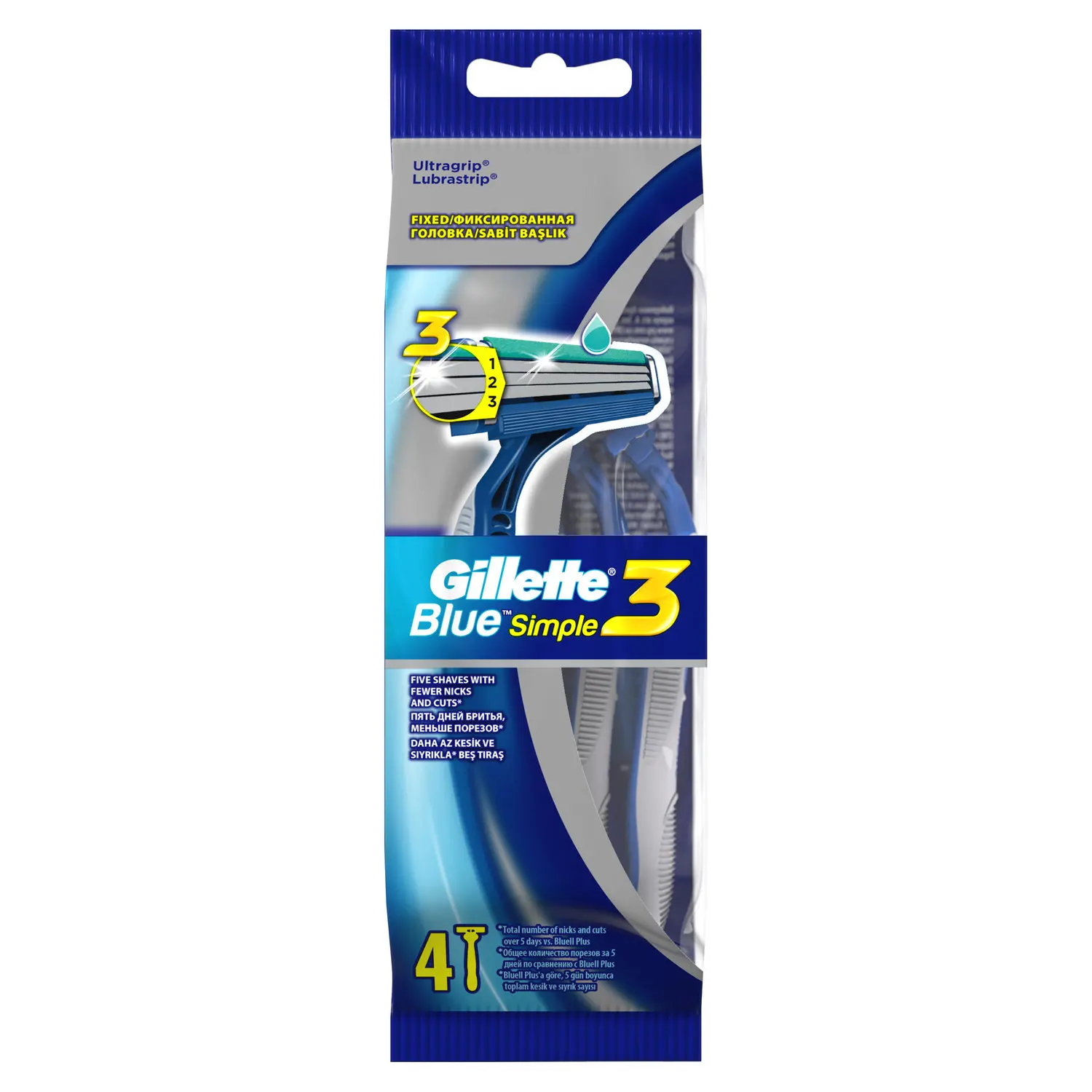 Одноразовая мужская бритва azul Simple 3 (Блю Симпл 3) 4 шт ТМ Gillette ...
