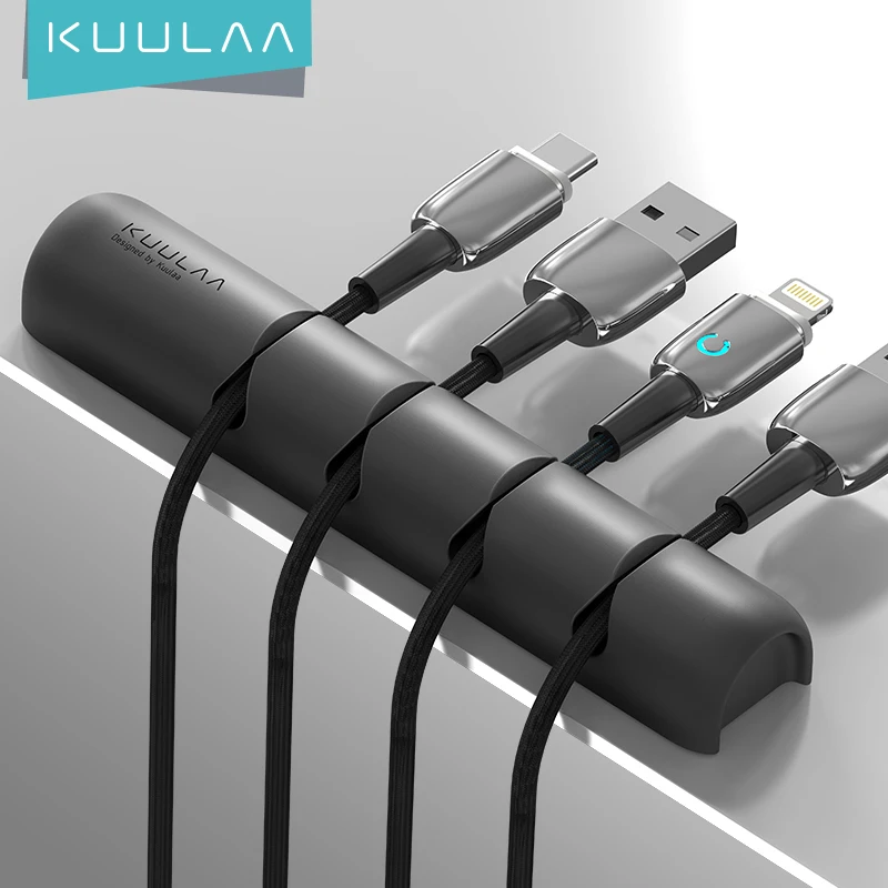 KUULAA-Silicone-Phone-Cable-Organizer-Holder-4-Core-Clips-Under-Table ...