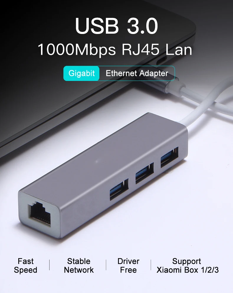 USB-3-0-2-0-to-RJ45-Hub-10-100-1000Mbps-Ethernet-Adapter-Network-Card ...