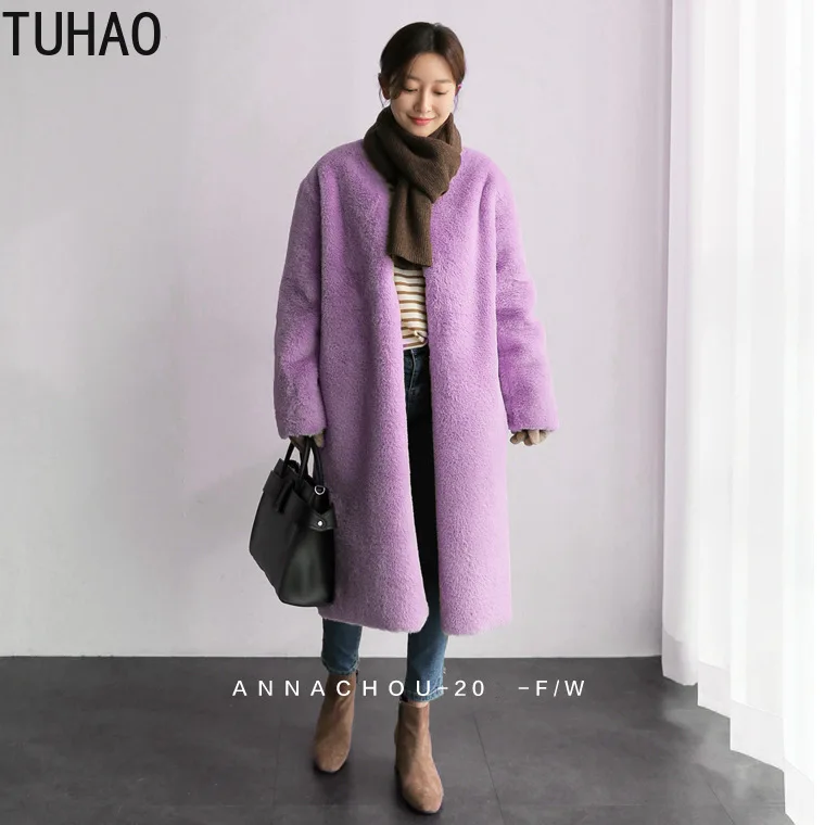 TUHAO, женское элегантное длинное пальто из искусственного меха для ...