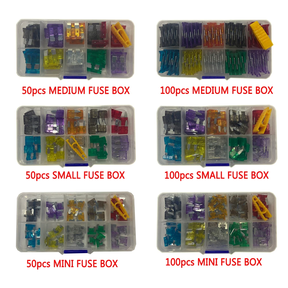 Combination Car Fuse 50/100PCS Assortment Set for Auto Blade Type Cars ...